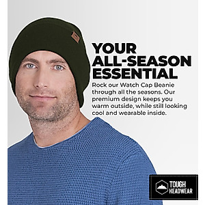 Tough Headwear Cuffed Beanie Hats for Men - Winter Beanies for Women - Toboggan Hat - Mens Winter Knit Hat - Stocking Cap