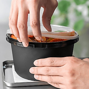 Karat Professional PP Tamper-Resistant Injection Molded Black Food Container with Clear Lid - Microwaveable Round Deli Containers with Lids, Perfect for Soup and Food (52oz)