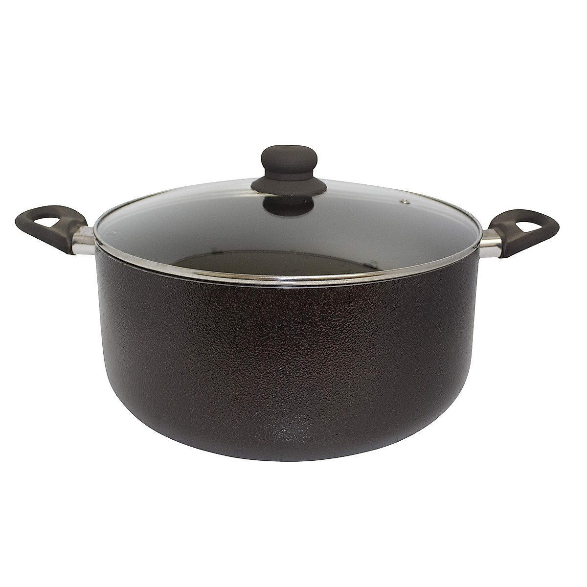 IMUSA USA 10Qt Nonstick Hammered Exterior Dutch Oven with Glass Lid, Gray