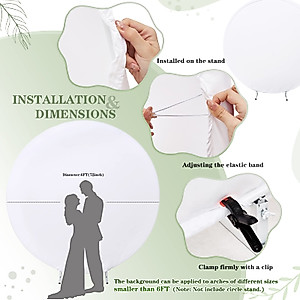 White Round Backdrop 6x6ft Circle Arch Stand Photo Photography Background Wall for Birthday Baby Shower Wedding Decorations