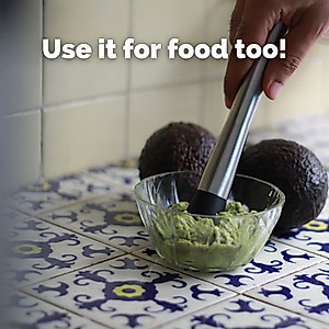 Drink Muddler for Cocktails, 8 Inch Old Fashioned/Mint Julep/Mojito Muddler, Stainless Steel Bartending, Kitchen Muddler Tool