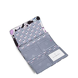 Vera Bradley Women's Cotton Trifold Clutch Wallet With RFID Protection, Plum Pansies - Recycled Cotton, One Size