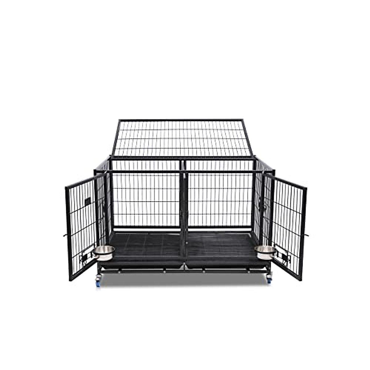 Homey Pet-43 All Metal Open Top Stackable Heavy Duty Cage(Upper) w/Floor Grid, Tray, Divider, and Feeding Bowl