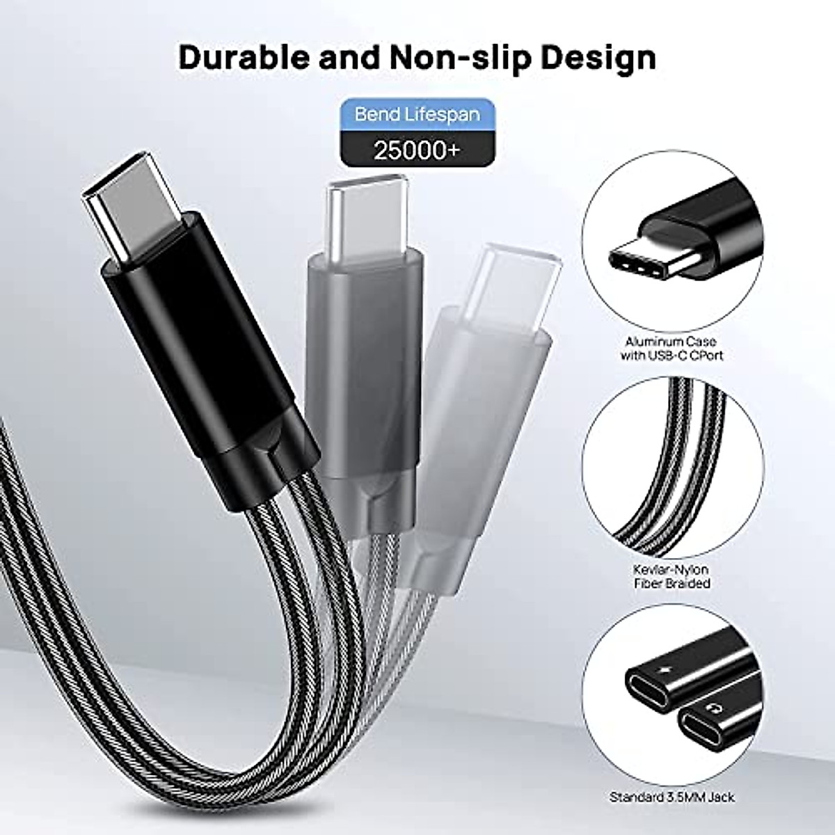 USB C Splitter, Dual USB C Headphones and Charger Adapter with PD 60W Fast Charging for Pixel 3 4 5 6 7 XL,Samsung Galaxy S23 S22 S21 S21+ Note 20/Note 10/10+ and More
