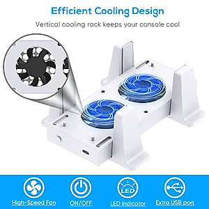 Cooling Stand Compatible with Xbox Series S, YUANHOT Dual Purpose Cooling Fan Cooler System Dock Station Accessories, 3 Level Adjustable Speed & 2 Extra USB Ports (Only Compatible with Xbox Series S)