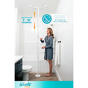 Stander Wonder Pole, Security Pole and Curve Grab Bar, Tension Mounted Floor to Ceiling Transfer Pole for Seniors, Elderly Adults, Bathroom Safety Assist and Stability Rail, Black