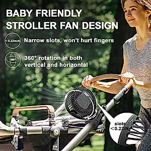 Portable Fan with Remote Control & Timer & LED Lights, 60hrs 12000mAh USB Rechargeable Battery Fan Could Clamp/Hanging/Stand Up, Small Clip on Fan for Baby Stroller, Bed, Desk, Camping Tent, Trave