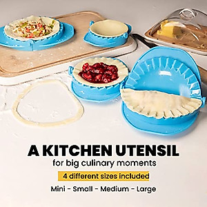 Machika Empanada Maker Press | Empanada Maker With Crimped Edges | Food Safe Empanada Dough Press | Set of 4 Sizes Included 3” | 4” | 5”| 6'' |