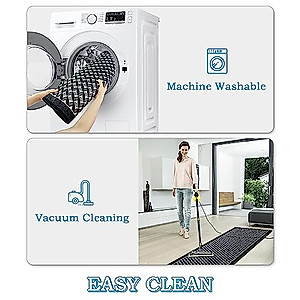 Black and White Non-Slip Rug Runner for Kitchen Area - Non Slip Runner Rug for Hallways 6 Feet, Stylish Low-Pile Runner Carpet, Washable Boho Runner Rugs with Rubber Backing | Size 2' x 6'