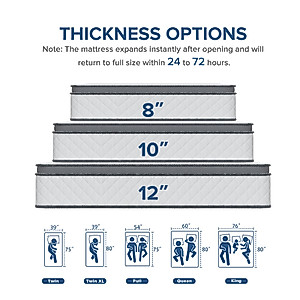 Twin Mattress, 10 Inch Medium Firm Hybrid Mattress with Bamboo Charcoal Gel Memory Foam and Pocketed Springs, Twin Size Mattress in a Box with Pressure Relief and Support, CertiPUR-US Certified