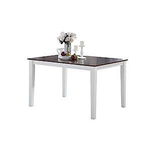 Acme Green Leigh Rectangle Wooden Dining Table in White and Walnut