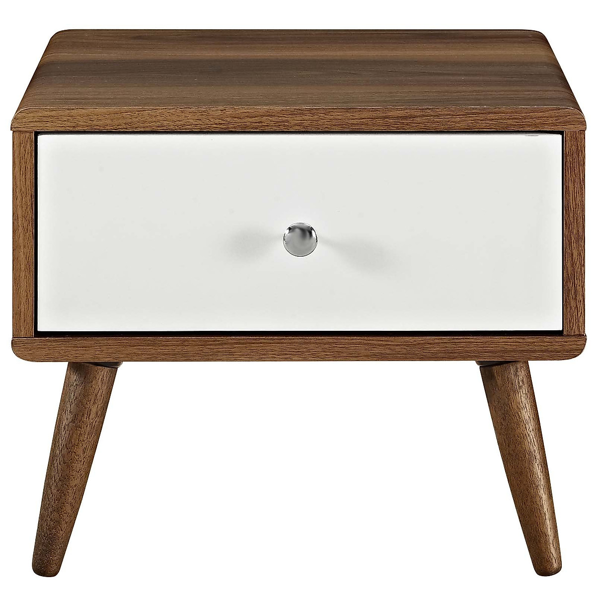 Modway Transmit Mid-Century Modern Nightstand or Side Accent Table in Walnut