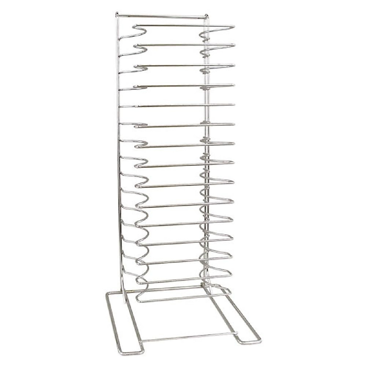 TrueCraftware- 15 Tier Chrome Plated Pizza Pan Rack- Pizza Pan Rack Holder Safe Sturdy 15- Slot Pizza Pan Rack for Pizza Pan Pizza Trays Pizza Screens for Home Kitchen Restaurant Catering