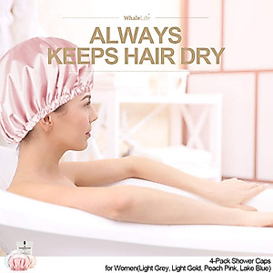 Bath Loofahs Sponge Natural4 Pack (Black) & Shower Cap 4pack (Pink Blue Yellow Gray) for Men and Women