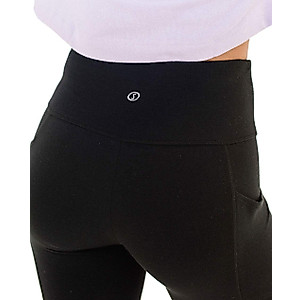 Spalding Women's Activewear Cotton Blend High Waist Legging with Pockets, 25.5" Inseam Black