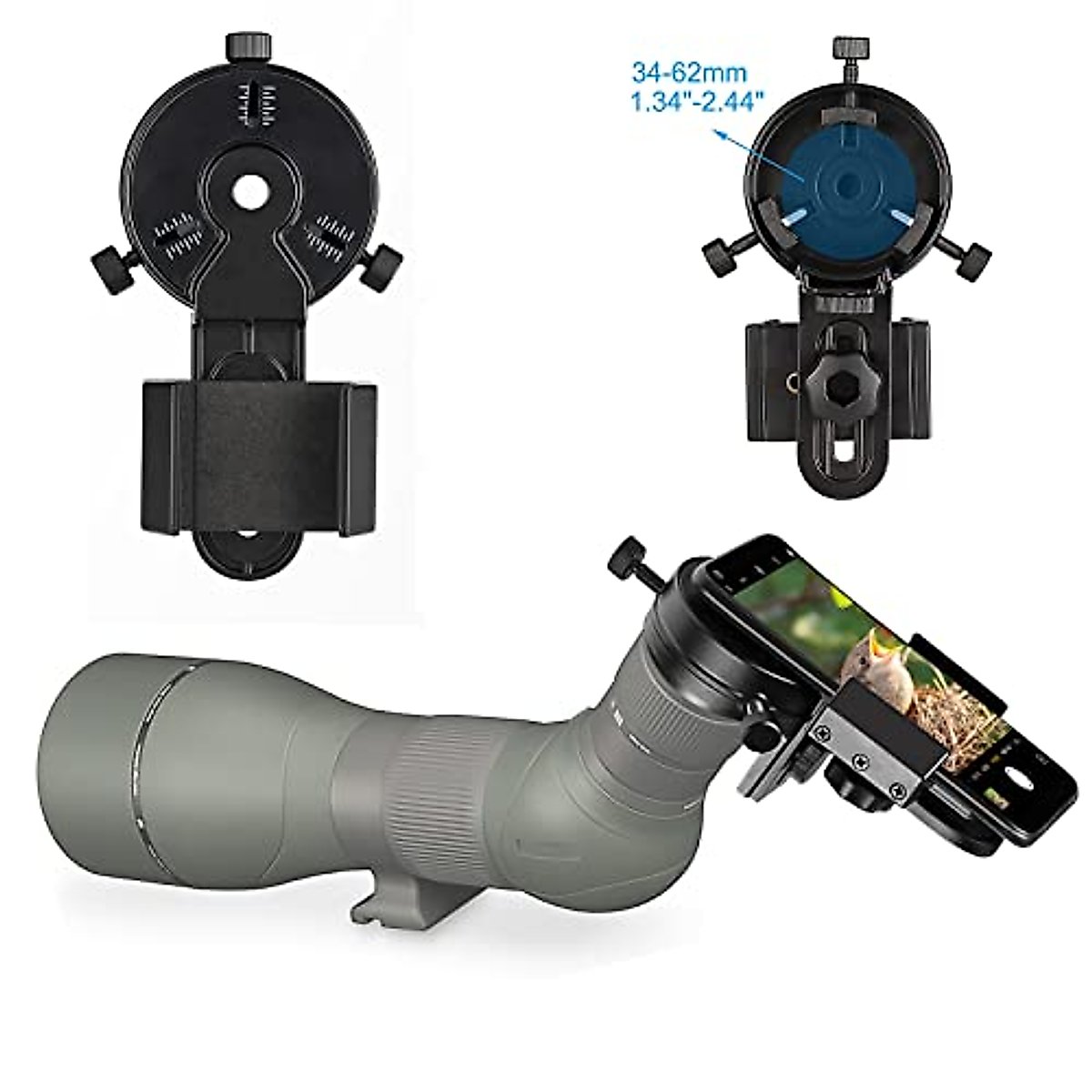 Celticbird Newest Smartphone Scope Adapter- Phone Mount Working with Spotting Scopes& Binoculars& Monocular& Telescope& Microscope