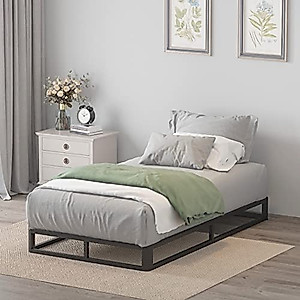 Firpeesy 6 Inch Twin Bed Frame with Round Corner Edges, Low Profile Twin Metal Platform Bed Frame with Steel Slat Support, No Box Spring Needed/Easy Assembly/Noise Free Mattress Foundation