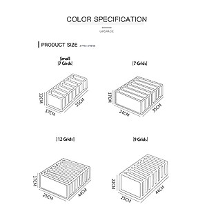 2PCS Washable Wardrobe Clothes Organizer, 7/9 Grids Foldable Visible Closet Organizer Clothes Drawer Mesh Separation Box for T-shirts, Leggings, Skirts (7 Grids Pineapple)