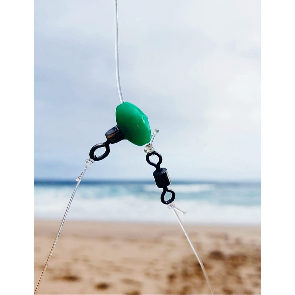 Cross-Line Swivels & T Bead Shape Pulley Slide Rig Rolling Swivels Fishing Hooks Connector Fishing Terminal Tackle (Black)