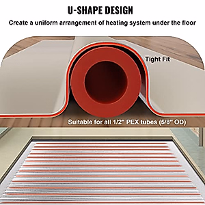 VEVOR PEX Heat Transfer Plates, 50 pcs Box Radiant Heat Transfer Plates, 4 ft Aluminum PEX Heat Transfer Plates, 1/2 inch Heat Transfer Plates designed for PEX Tubing