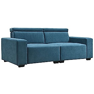 Bellemave Upholstered Sofa Couch 2-Seater Sectional Sofa Couch Velvet Loveseat with Multi-Angle Adjustable Headrest, Spacious and Comfortable for Living Room, Apartment, Office (Light Blue)