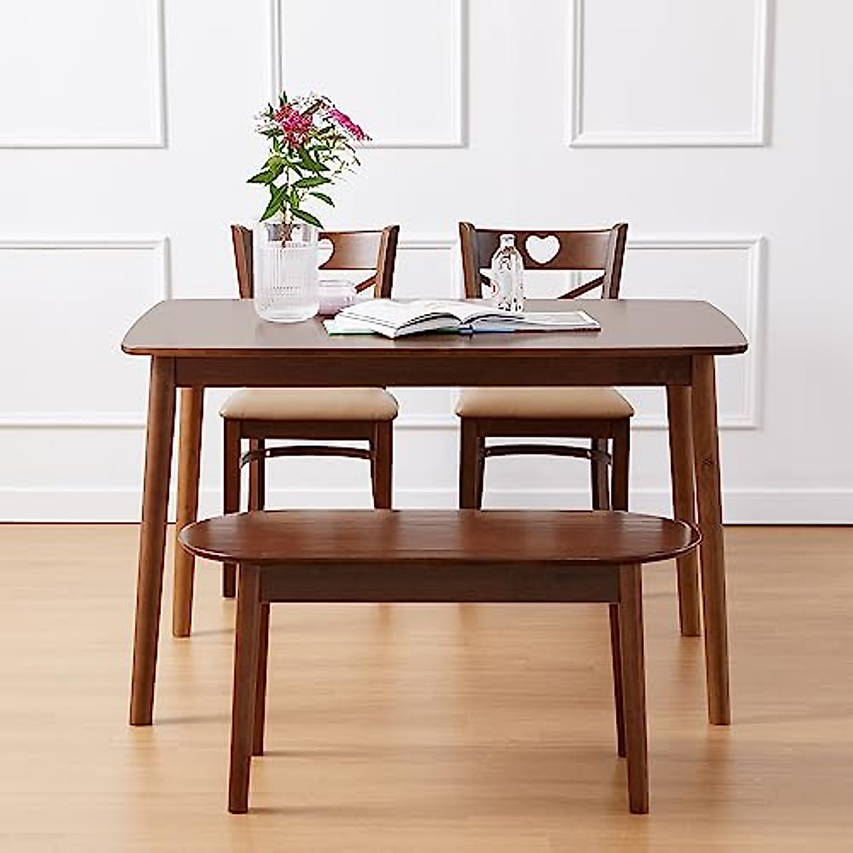 Livinia Aslan 47" Malaysian Oak Rectangular Wooden Dining Table/Solid Wood Kitchen Desk (Walnut)