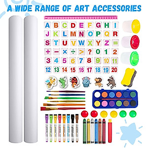 Easel for Kids Including 100+ Accessories - White Board for Kids and Black Board Double Sided Adjustable Wooden Kids Easel with 1 Drawing Paper Roll Wooden Magnetic Drawing Board for Kids