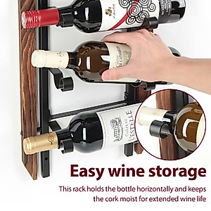 J JACKCUBE DESIGN Wine Rack Wall Mounted Organizer for 6 Bottles Holder, Stylish Kitchen Wine Storage Display Holder Shelf in Rustic Wood and Metal -MK819A