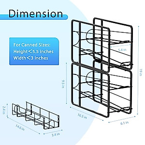 2 Pack Can Rack Organizer Stackable Can Storage Dispenser Pantry Organization Storage Holds Up to 34 Cans for Kitchen Cabinet, Countertop, Refrigerator, Black