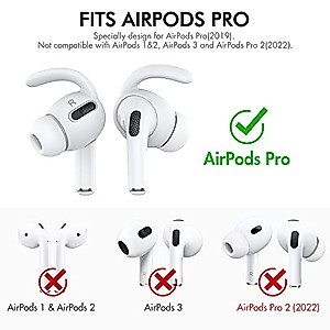 AhaStyle 3 Pairs AirPods Pro Ear Hooks Covers [Added Storage Pouch] Anti-Slip Ear Covers Accessories Compatible with Apple AirPods Pro (White)