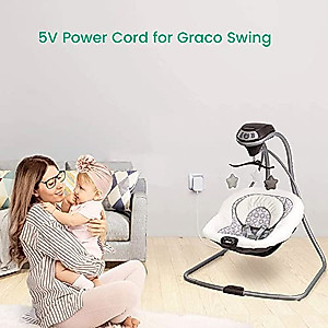 Power Cord Replacement for Graco DuetSoothe, Simple Sway Swing, Glider LX, DuoGlider, Sweetpeace, 5V Baby Swing Charger White