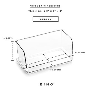 BINO | Stackable Plastic Storage Bins, Medium | THE MYRIAD COLLECTION | Multipurpose Bins | Pantry Organizers And Storage | Home Organization Containers | Clear Plastic Fridge Bin | Freezer Organizer