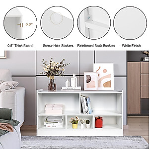 PACHIRA E-Commerce Toy Storage Cabinet for Kids Room White, 5-Section Toy Storage Organizer Open Kids Bookshelf for Playroom, Living Room, Bedroom, Classroom