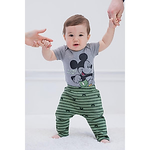 Disney Mickey Mouse Infant Baby Boys or Girls 3 Piece Outfit Set: Pants Hoodie Bodysuit Grey/White 18 Months