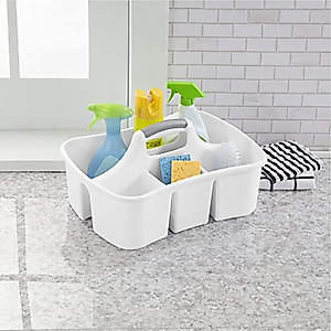 Sterilite Versatile Multi Use Large Home Divided Plastic Storage Tote Caddy with 4 Compartments and Carry Handle for Bathrooms, Dorms, White (6 Pack)
