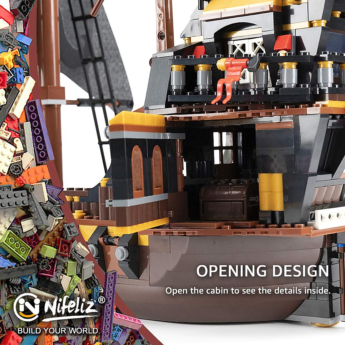 Nifeliz Pirates Ship Model Building Blocks Kits (1334 Pcs)