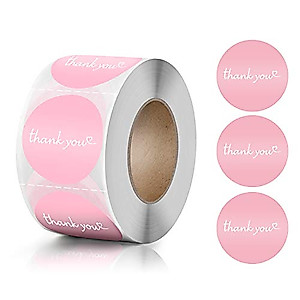 Thank You Stickers,1.5 Inch Pink Thank You Sticker Roll for Business,500 Pcs Thank You Labels for Gifts Bags,Envelopes,Bubble mailers& Bags