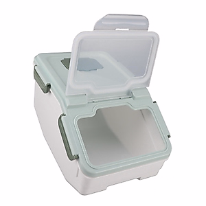 Mumusuki Large Capacity Rice Container Airtight Storage with Easy Open Lid Mint Green PP Material Multi Functional Grain Storage, for Home and Commercial Kitchens (10kg / 22lb)