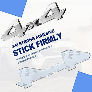 Universal 4X4 Emblem Badge 3D Logo, Full Coverage Adhesive Replacement Compatible with Toyota 4Run, Tac, Tun SUV Truck Pickup Model, 3D Metal Matte Black Logo Trunk Badge (Silver)