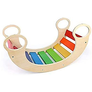 Greenwalnut Wooden Rainbow Rocking Chair , Rainbow Rocker , Rocking Bed , Pretend Play Stand, Rainbow Rocker Arch