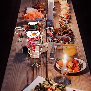 Christmas Wine Bottle&Glass Holder, Wine Glass Holder Winter Christmas Festival Winebottle Metal Art Decoration Wine Glass Bracket. (Snowman), GHB4