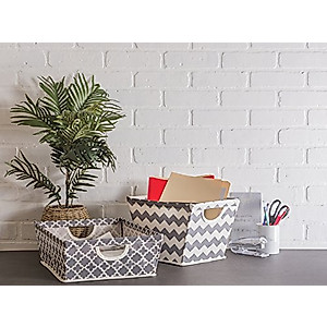 DII Collapsible Polyester Storage Bin, Trapezoid Chevron, Gray, Medium