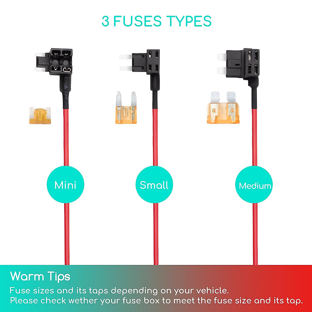 Dash Cam Hardwire Kit Cable 13ft for Car 24H Parking Monitoring