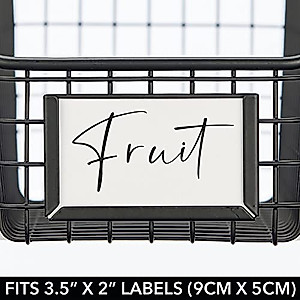 mDesign Slim Slanted Metal Kitchen Food Storage Organizer Bin Basket, Label Slot for Cabinet, Countertop, Pantry, Holder Container for Produce, Fruit, Vegetable, Omaha Collection - Matte Black