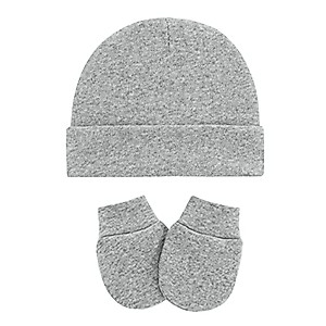 Zando Baby Hats and Mittens Unisex Infant Beanie Caps Newborn Hospital Hat with Scratch Mitten Set 4 Pack 6