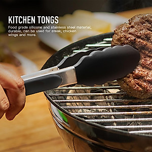 Kitchen Utensils Set - 446°F Heat Resistant Silicone Cooking Utensils Set-Kitchen Tools and Gadgets for Cooking Nonstick Cookware (Black)