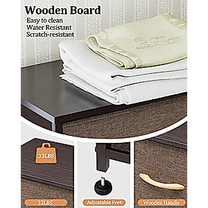 JOINHOM Dresser Storage Tower with 5 Drawers, Fabric Tall Dresser Drawer for Bedroom, Office, Entryway, Living Room and Closet - Sturdy Steel Frame, Easy Pull Bins & Wooden Top