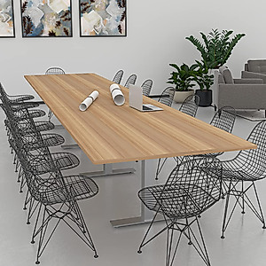 SKUTCHI DESIGNS INC. 16 Person Conference Room Table with Metal T Bases | Rectangular Modular Boardroom Table | Harmony Series | 16'| White