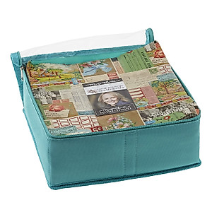 Missouri Star Storage Bag for Precut Fabrics for Quilting Sewing Box Organizer Holds Fat Quarters, Charm Packs, Layer Cakes Canvas Carrying Case with Removable Dividers, Small Aqua (NOT4996)
