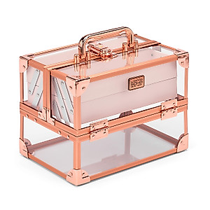 Conair Makeup Beauty Case, Cosmetic Case, With Expandable Shelves and Locking Latch, in Rose Gold, London SOHO New York by Conair